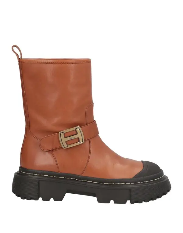 Hogan Leather Ankle Boots With Strap Detailing And Square Heel