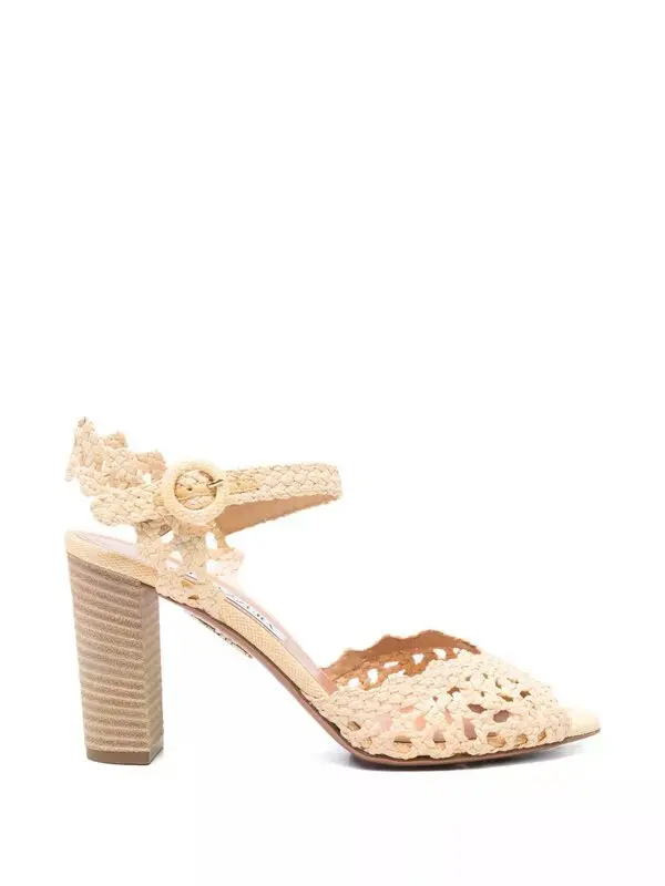 AQUAZZURA Woven Design Buckle-fastening Block Heel Sandals