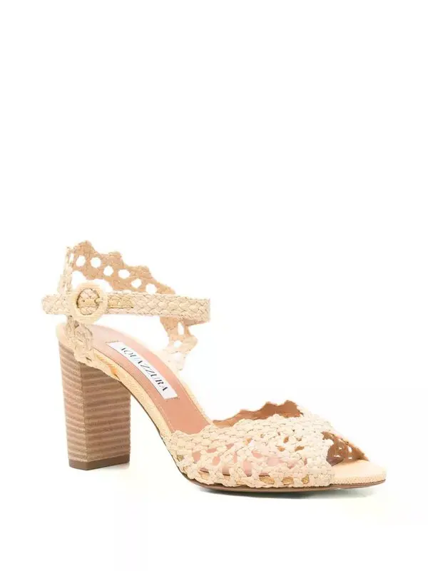 AQUAZZURA Woven Design Buckle-fastening Block Heel Sandals