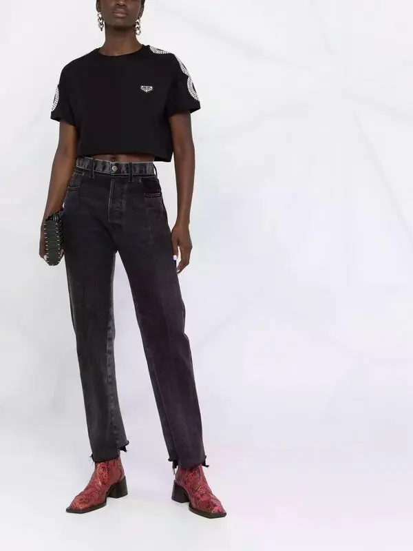 Philipp Plein Crystal Embellishment Cropped T-shirt