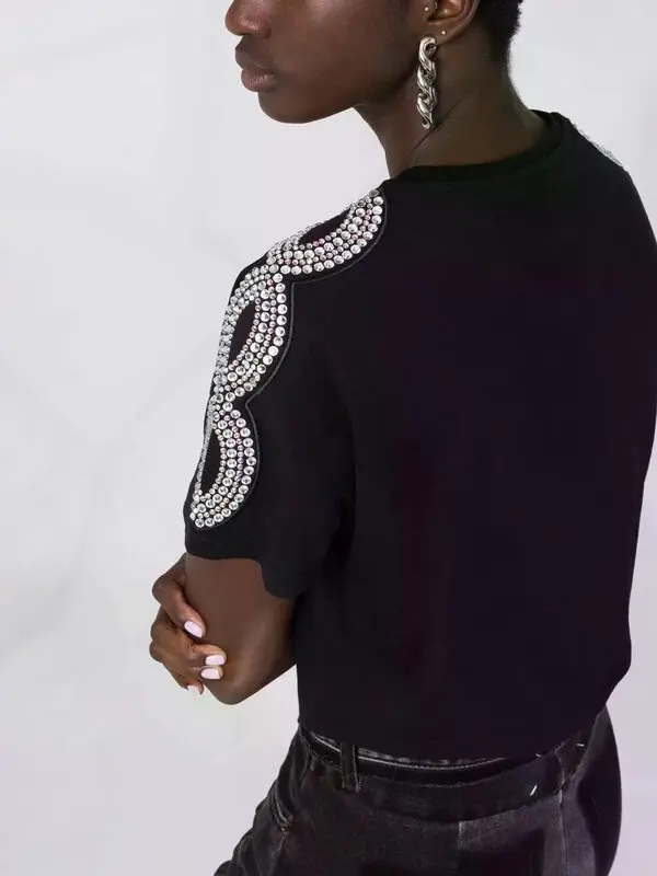 Philipp Plein Crystal Embellishment Cropped T-shirt