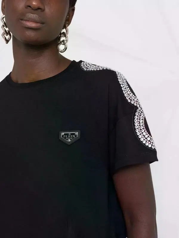 Philipp Plein Crystal Embellishment Cropped T-shirt