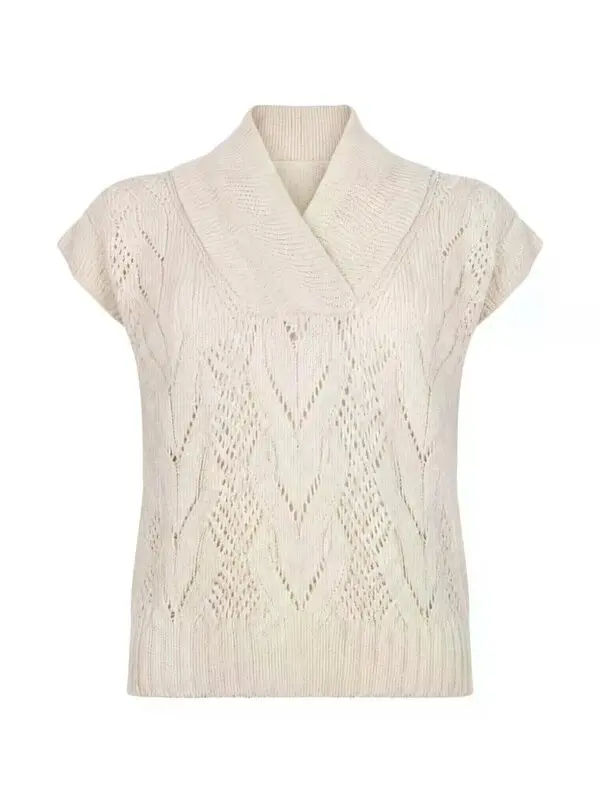 D.exterior Open-knit Shawl-collar Sweater