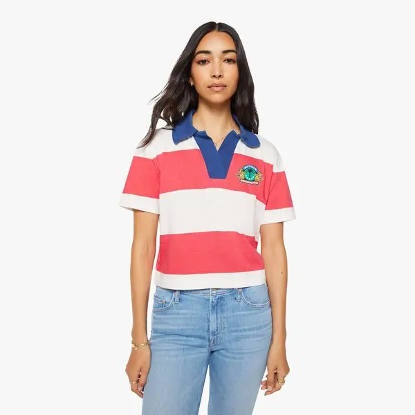 MOTHER The S/s Match" Striped Cotton Shirt - Red