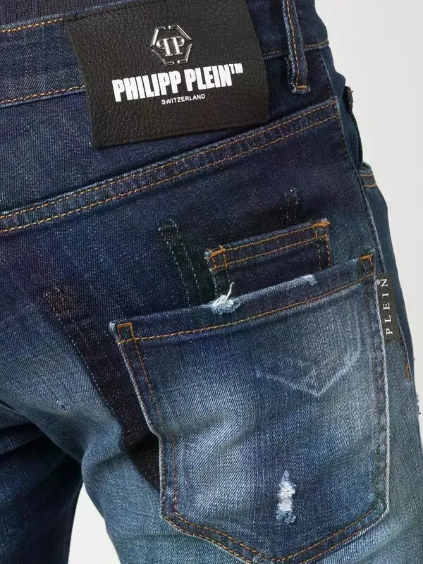 Philipp Plein Super Straight Stonewash Distressed Jeans