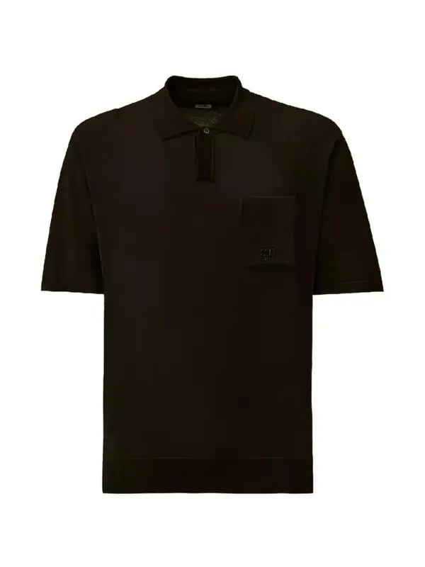 C.P. COMPANY Logo-embroidered Chest-pocket Polo Shirt - Black