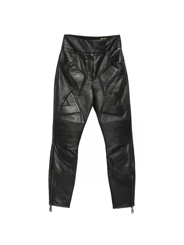 MITILIANE COUTURE Panelled Leather Trousers - Black