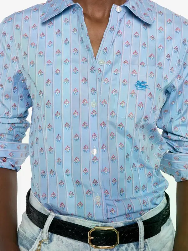Etro Striped Floral Print Shirt