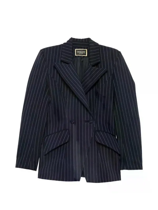 MITILIANE COUTURE Double-breasted Pinstripe Blazer - Blue