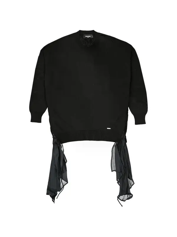 Dsquared2 Cotton Lace-up Draped-insert Sweater