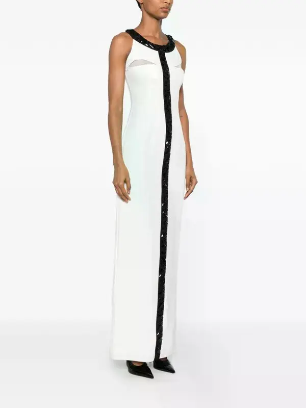 MITILIANE COUTURE Sleeveless Maxi Dress With Gem Embellishments And Cut-out Detailing - White