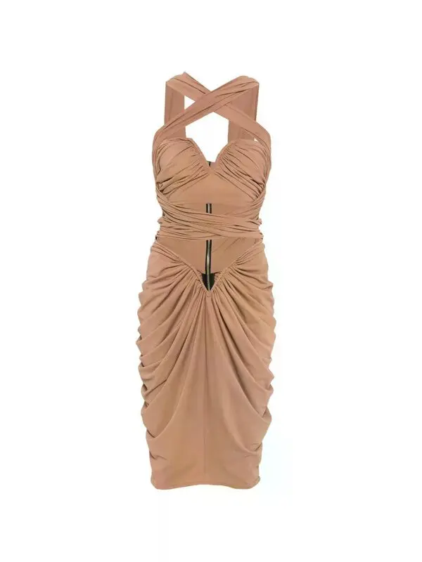MITILIANE COUTURE Draped Midi Dress - Neutrals