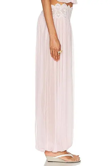 Retrofete Dreamy Plisse Wide Leg Pants With Lace Trim
