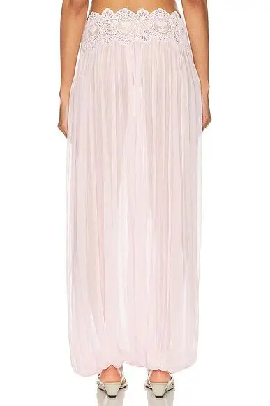 Retrofete Dreamy Plisse Wide Leg Pants With Lace Trim