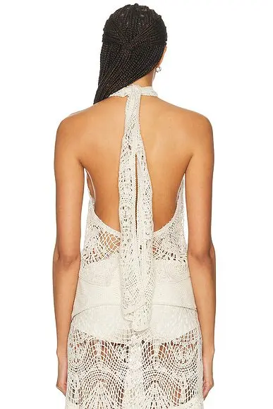 SIEDRES Crochet Knit Halter Neck Top