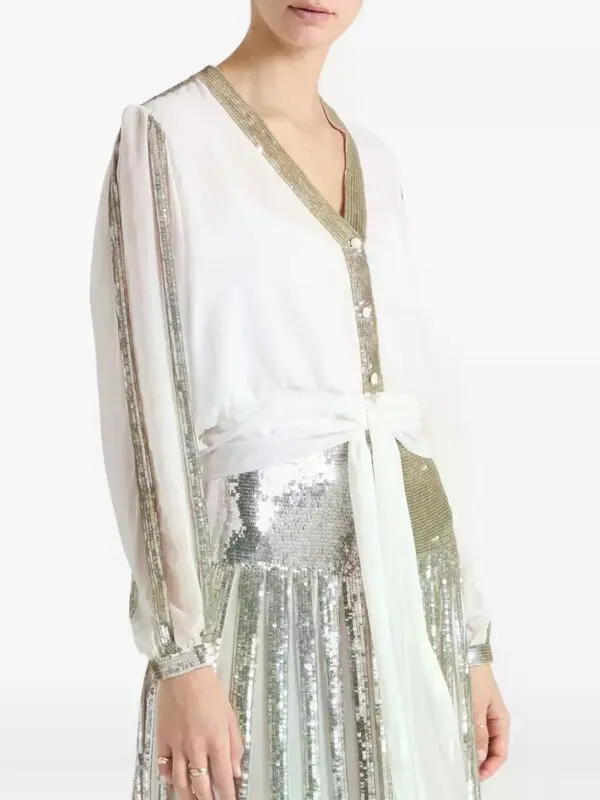 TEMPERLEY LONDON Filigree Sequin Embellished Blouse - White