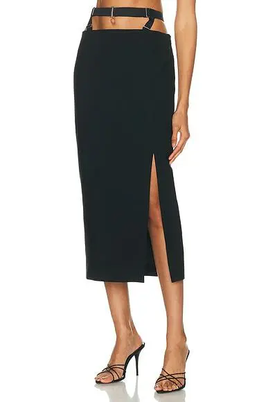 MUGLER Midi Skirt With Belted Detail