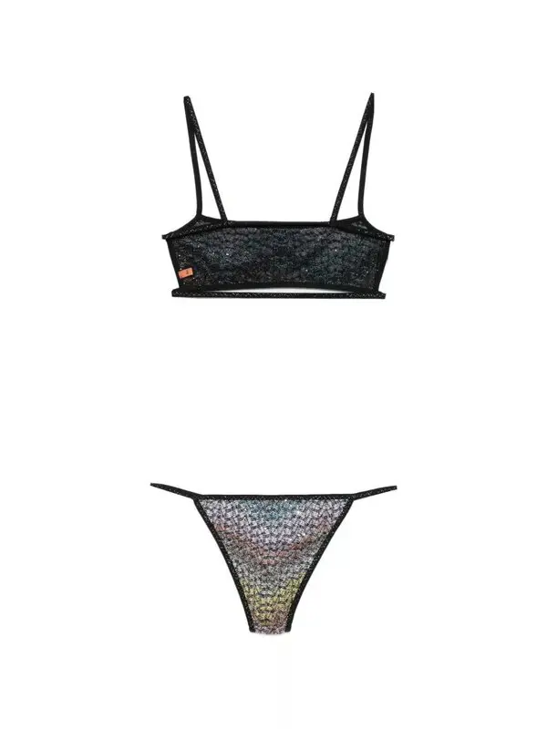 Missoni Sequin-embellished Zigzag-knit Bikini