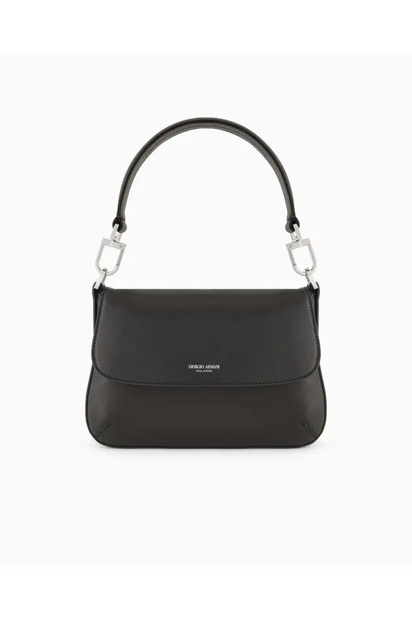 Giorgio Armani Small La Prima Soft Nappa Leather Handbag - Black