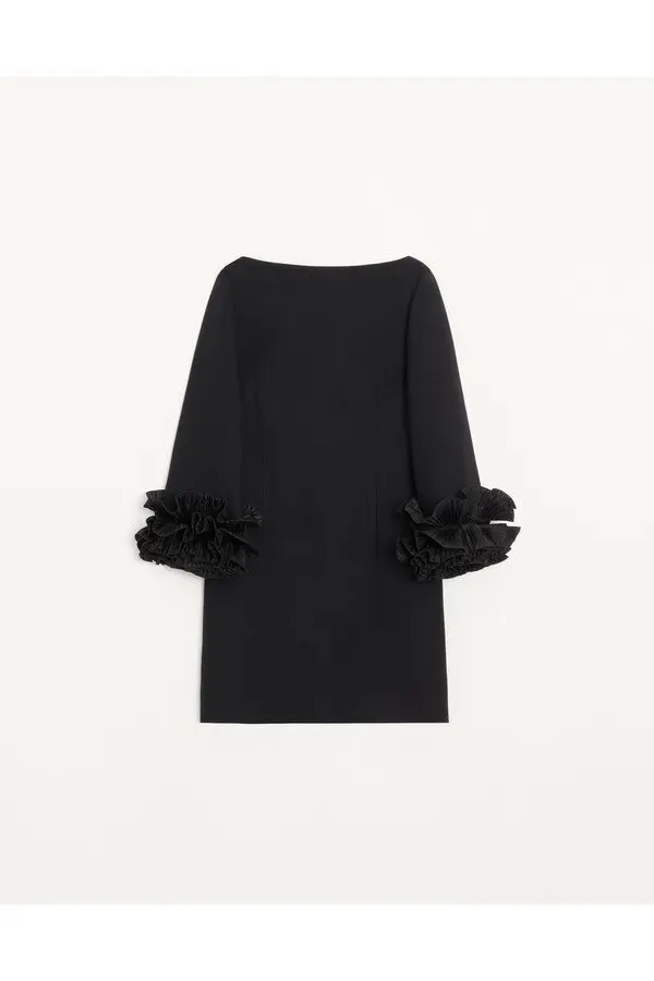 Valentino Garavani Crepe Couture Dress With Taffeta Ruffles - Black