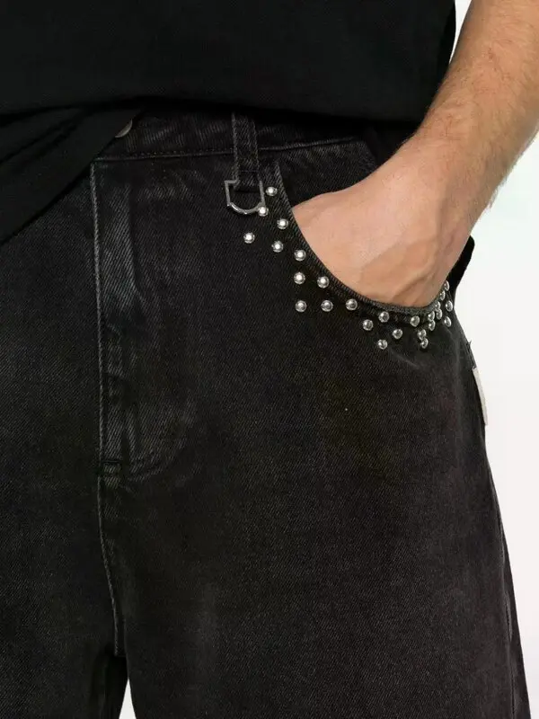RETERNITY Stud-embellished Denim Shorts
