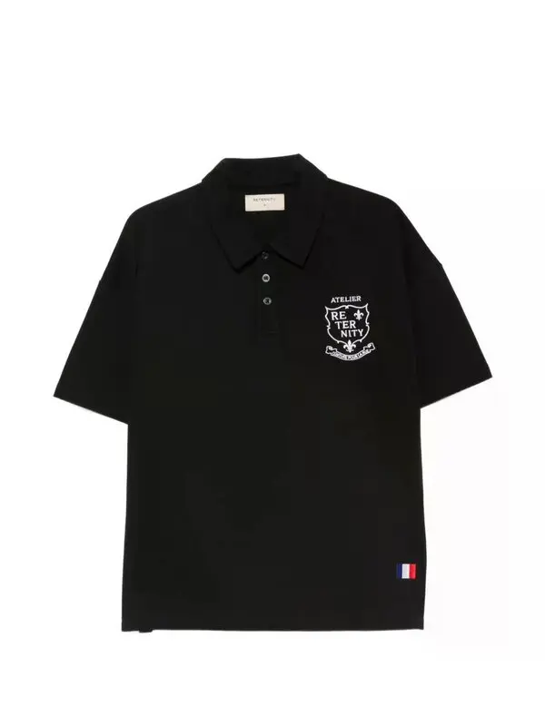 RETERNITY L'aterlier De La Rue Logo-embroidered Polo Shirt - Black