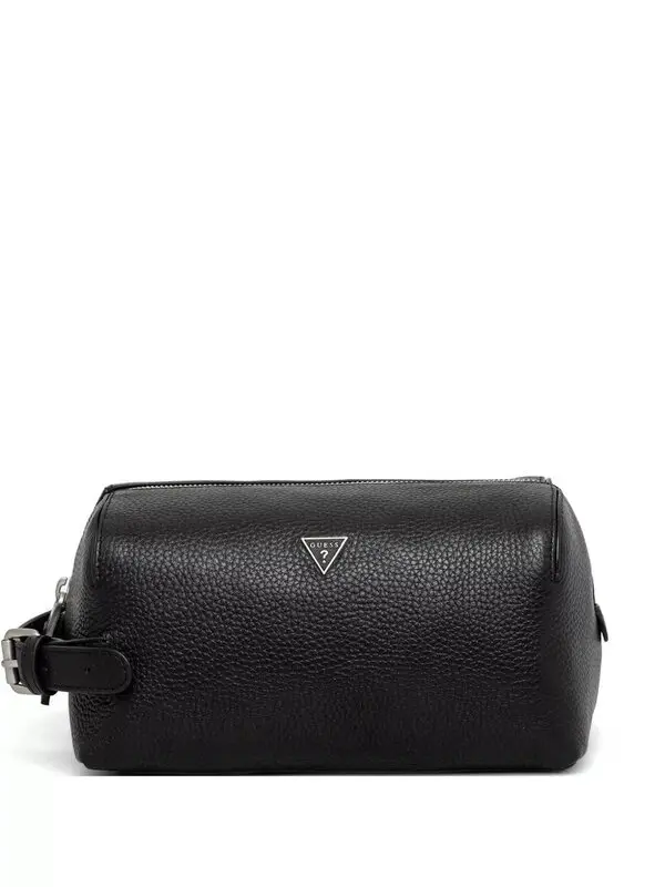 Guess Monaco Logo-plaque Pebbled Leather Clutch Bag