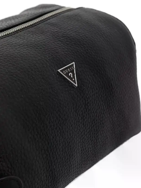 Guess Monaco Logo-plaque Pebbled Leather Clutch Bag