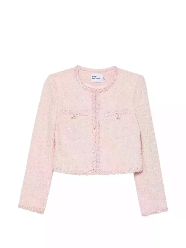 SELF-PORTRAIT Sequin-embellished Bouclé Cropped Jacket
