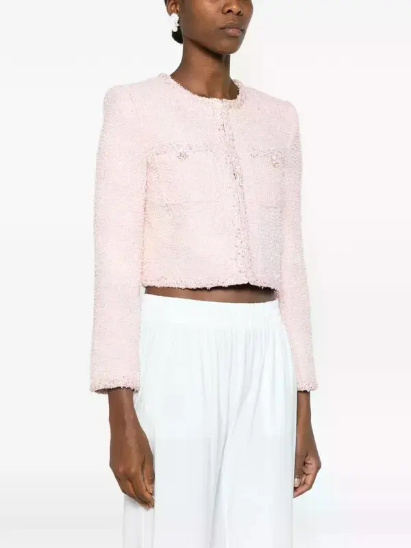 SELF-PORTRAIT Sequin-embellished Bouclé Cropped Jacket