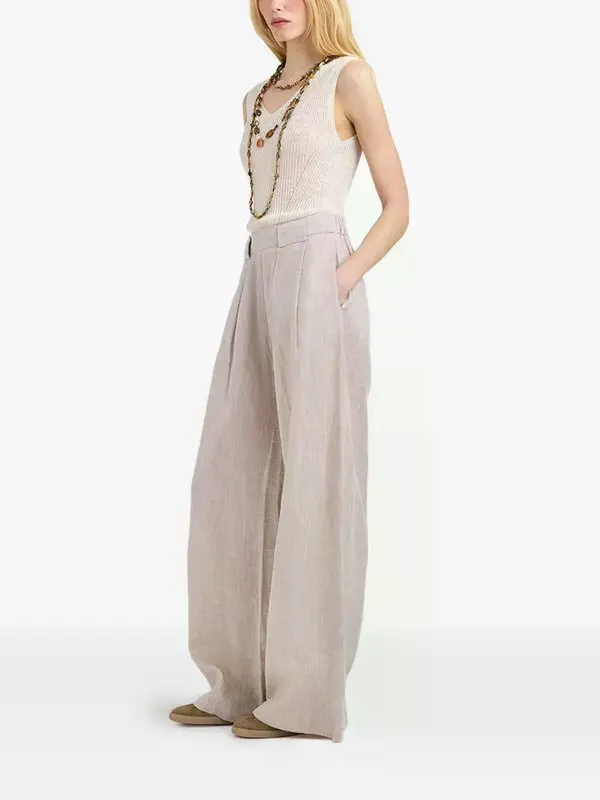 Momoni Aspen Pleated Linen Palazzo Pants