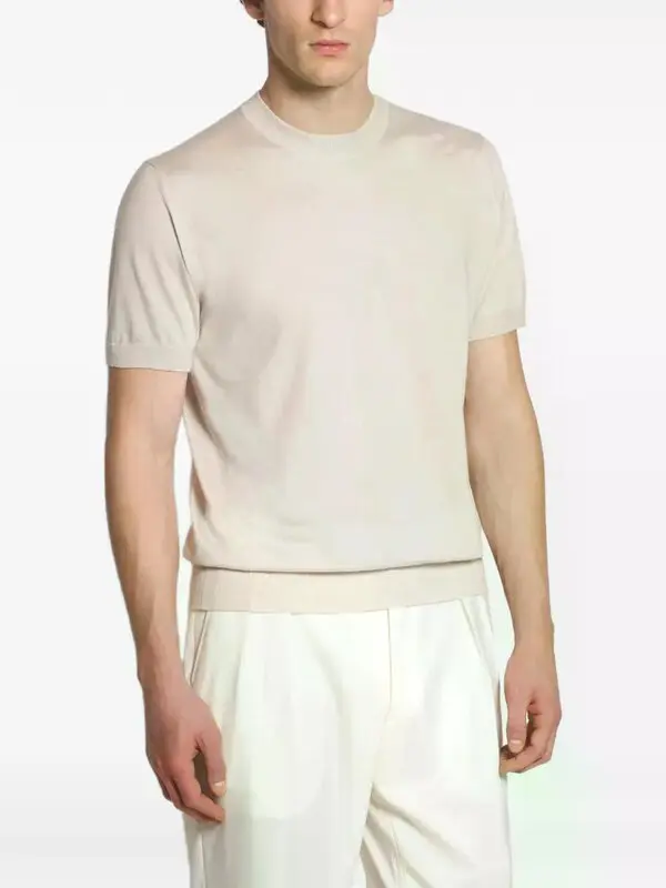 Brioni Fine-knit Ribbed-trim T-shirt