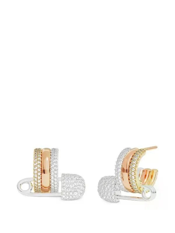 APM MONACO Tricolor Morse Safety Pin Earrings - Silver