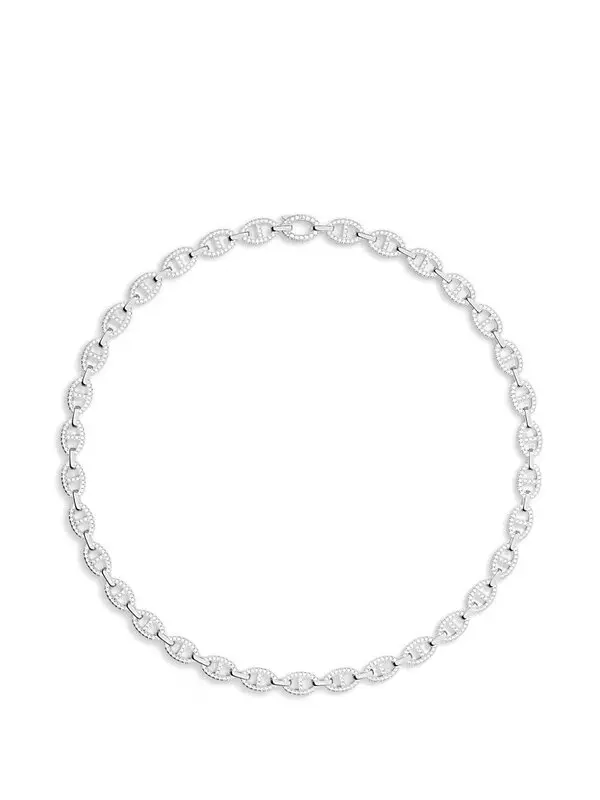 APM MONACO Pavé-set Anchor-link Chain Necklace - Silver