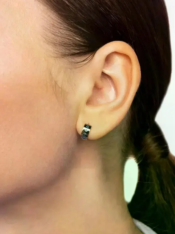 APM MONACO Mini Morse Love Hoop Earrings