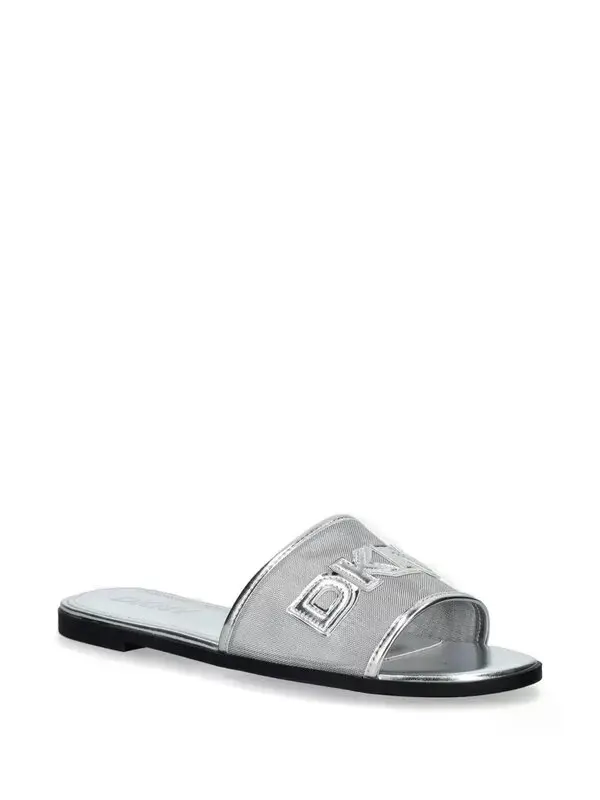 Dkny Logo Patch Mesh Sandals - Silver