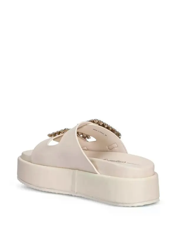 BUFFALO Glam Crystal-buckle Platform Slides