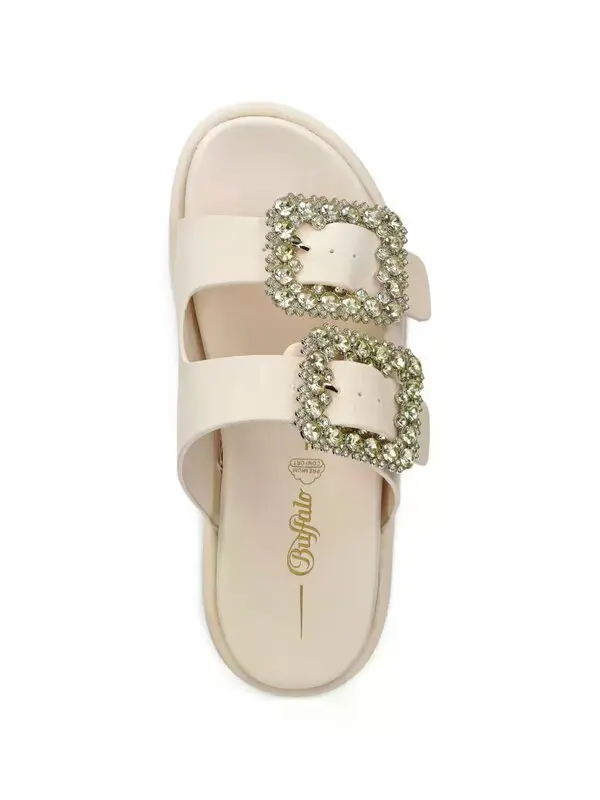 BUFFALO Glam Crystal-buckle Platform Slides