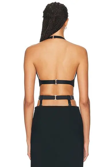 MUGLER One Shoulder Crop Top