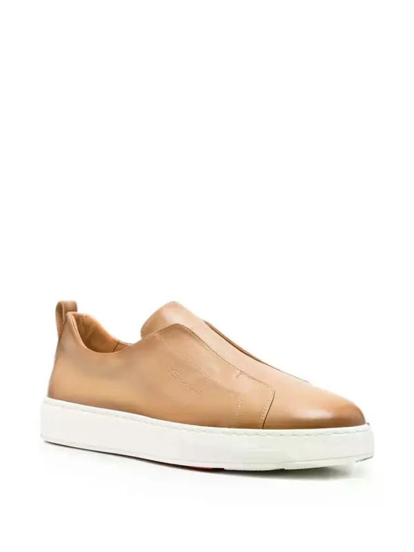 Santoni Leather Slip-on Sneakers