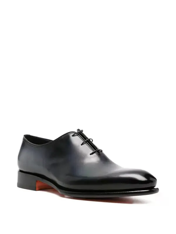Santoni Dark Leather Lace-up Oxford Shoes