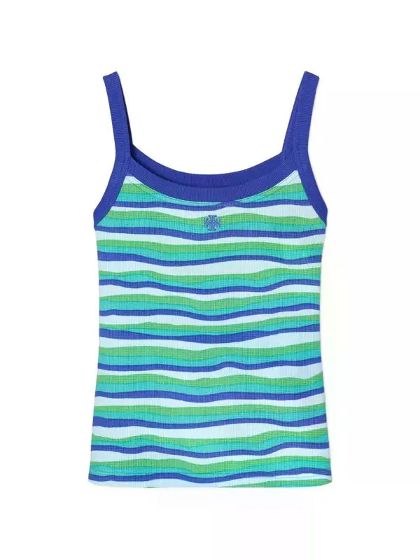 Tory Burch Striped Cotton Tank - Blue