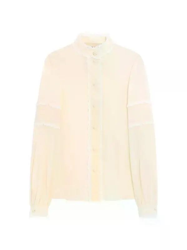 Valentino Garavani Crepe De Chine Shirt With Lace Details - Neutrals