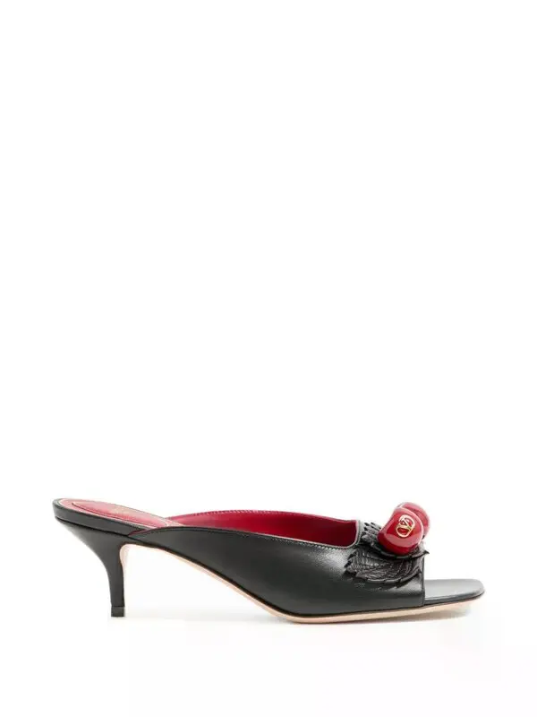 Valentino Garavani Kidskin Slide Sandals - Black