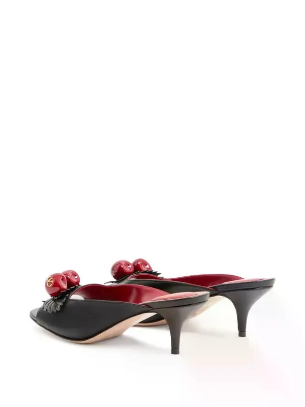 Valentino Garavani Cherryfic Kidskin Slide Sandals - Black