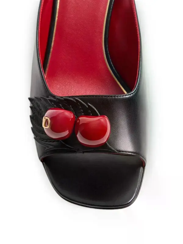 Valentino Garavani Cherryfic Kidskin Slide Sandals - Black