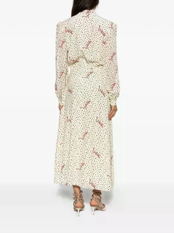 Valentino Garavani Polka-dot Logo Print Midi Dress