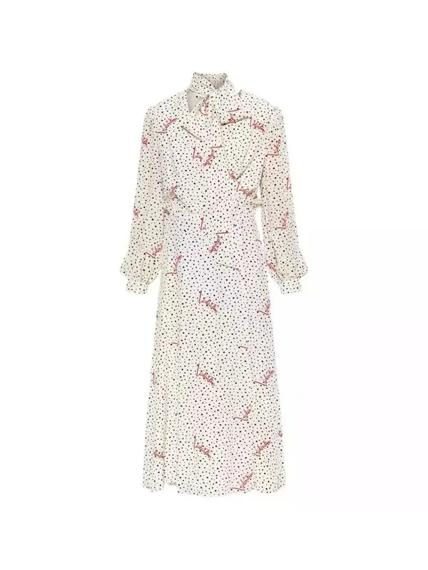 Valentino Garavani Polka-dot Logo Print Midi Dress - Neutrals
