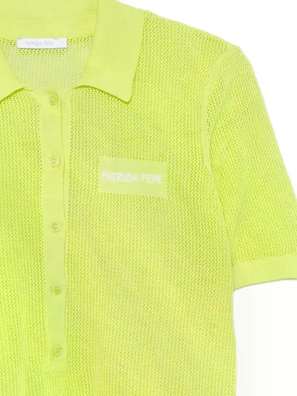 Patrizia Pepe Mesh Knit Polo Top