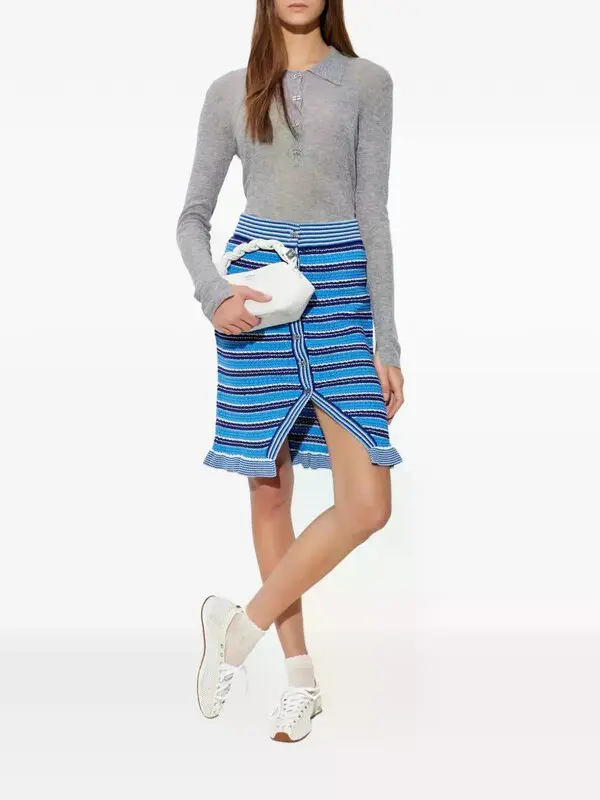 GANNI Ribbed Knit Polo Top